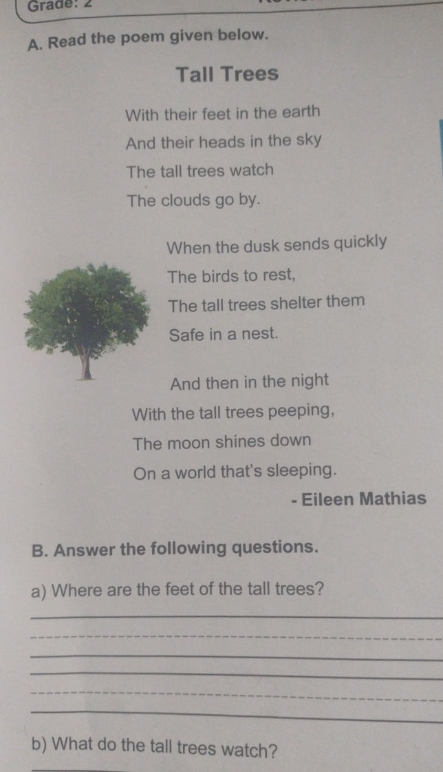 A Read the poem given below Tall Trees With | StudyX