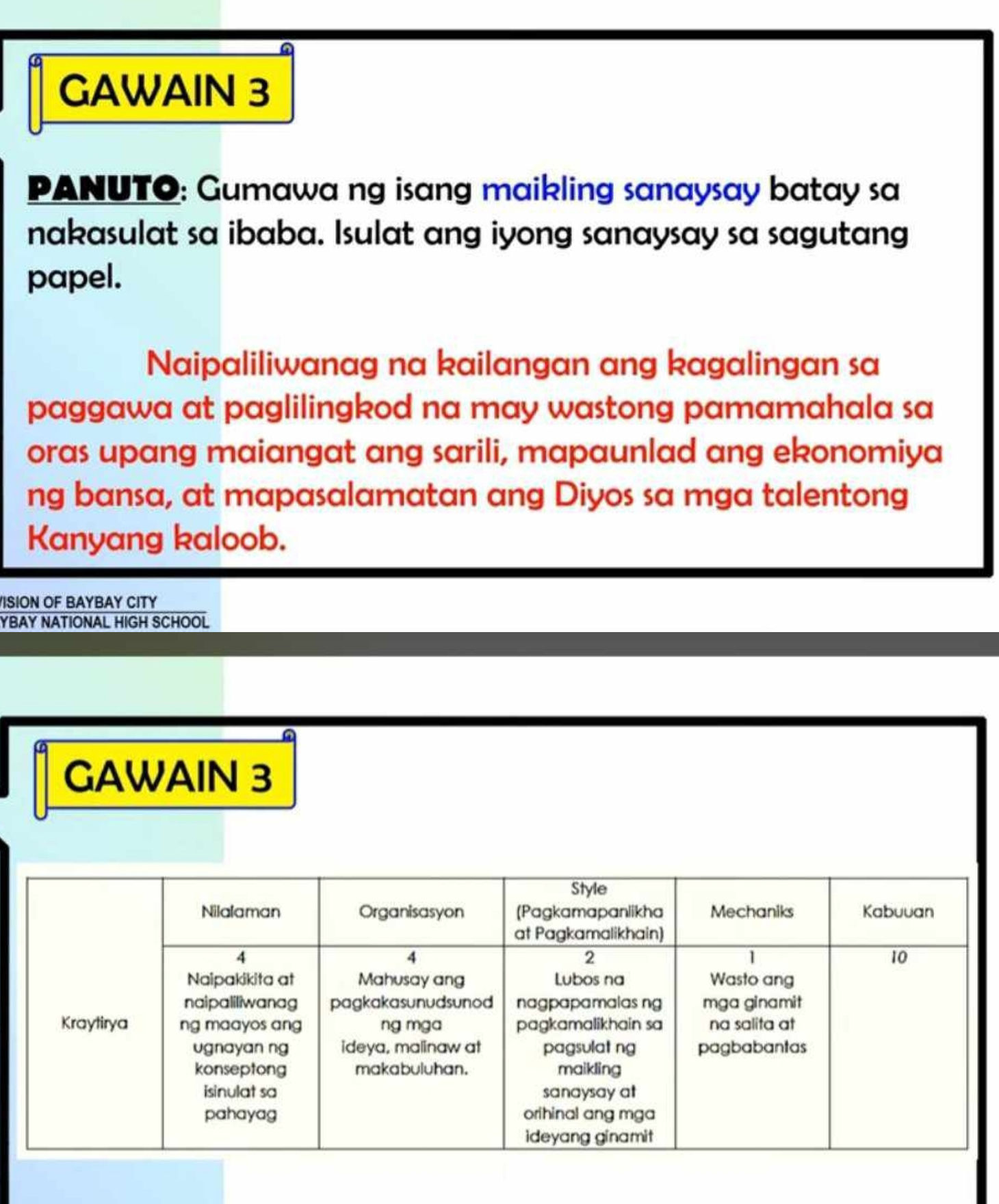 GAWAIN 3 PANUTO Gumawa ng isang maikling | StudyX