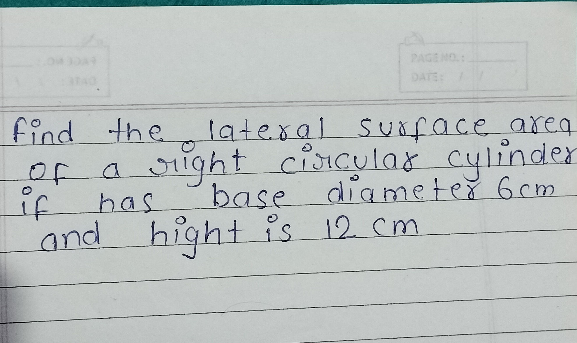 Find the lateral surface area of a right | StudyX