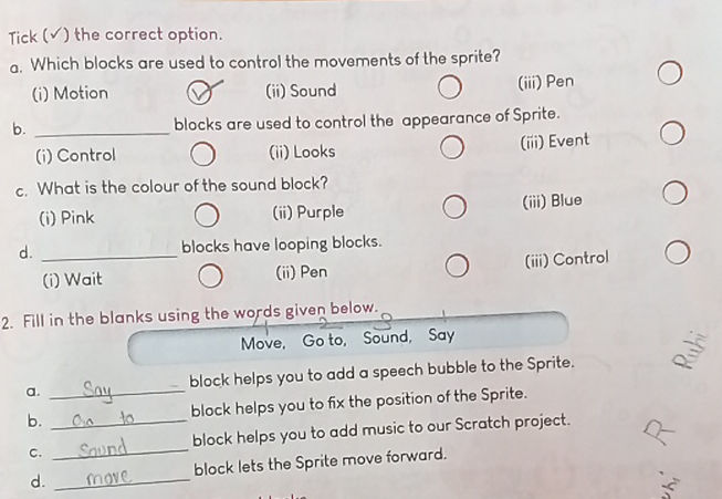 Tick ( ) the correct option. a. Which blocks | StudyX