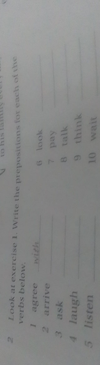 Look at exercise 1. Write the prepositions | StudyX