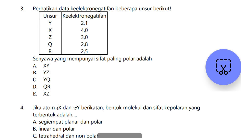3 Perhatikan data keelektronegatifan | StudyX