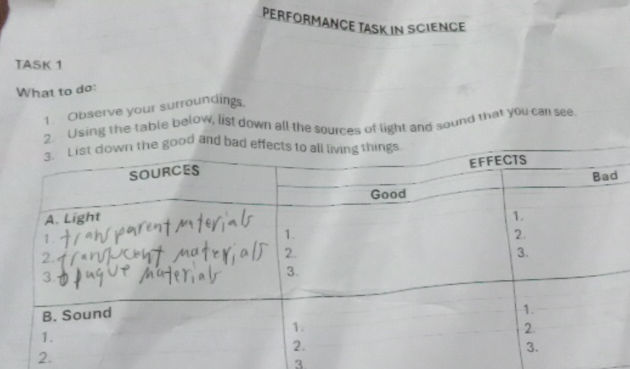 TASK 1 What to do 1 Observe your | StudyX