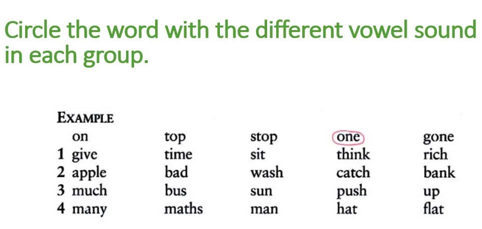 Circle the word with the different vowel | StudyX