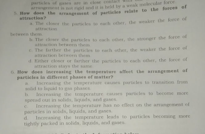 5. How does the arrangement of particles | StudyX