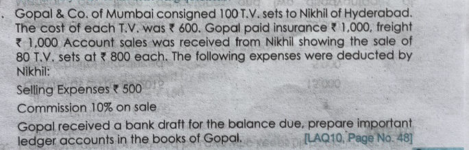 Gopal Co of Mumbai consigned 100 TV sets to | StudyX