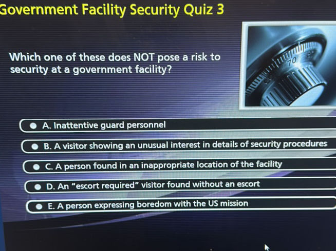 Which one of these does NOT pose a risk to
