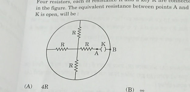 Four resistors, each of resistance R and a