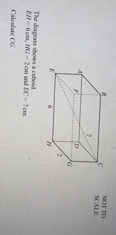 The diagram shows a cuboid. EH = 6cm, HG = 2 | StudyX