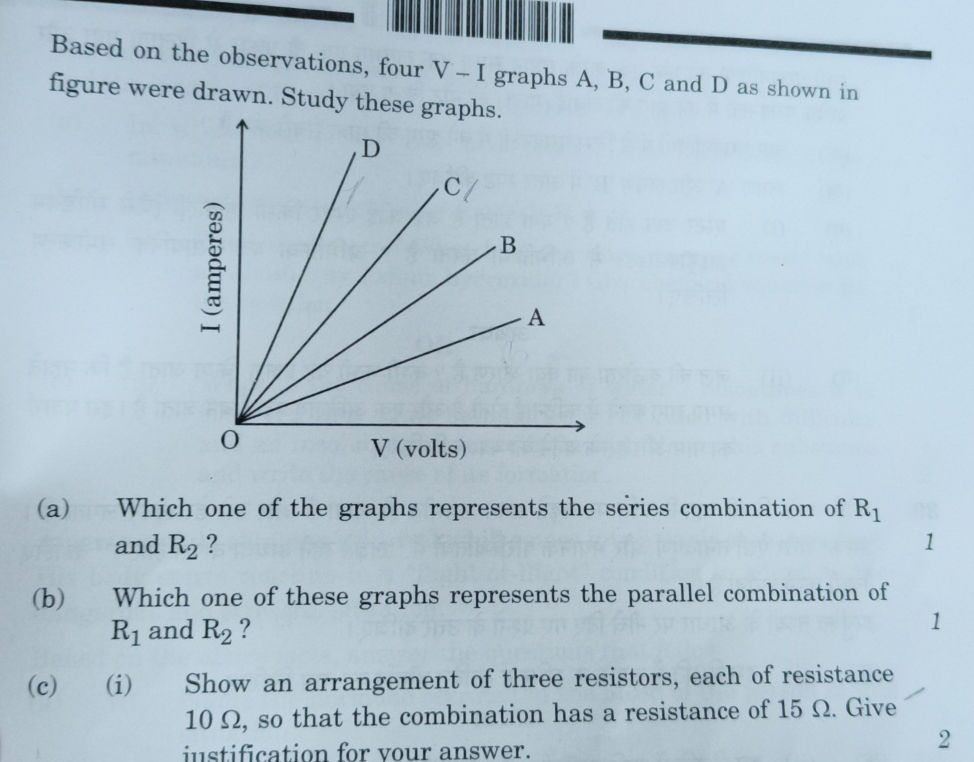 Based on the observations four V - I graphs | StudyX