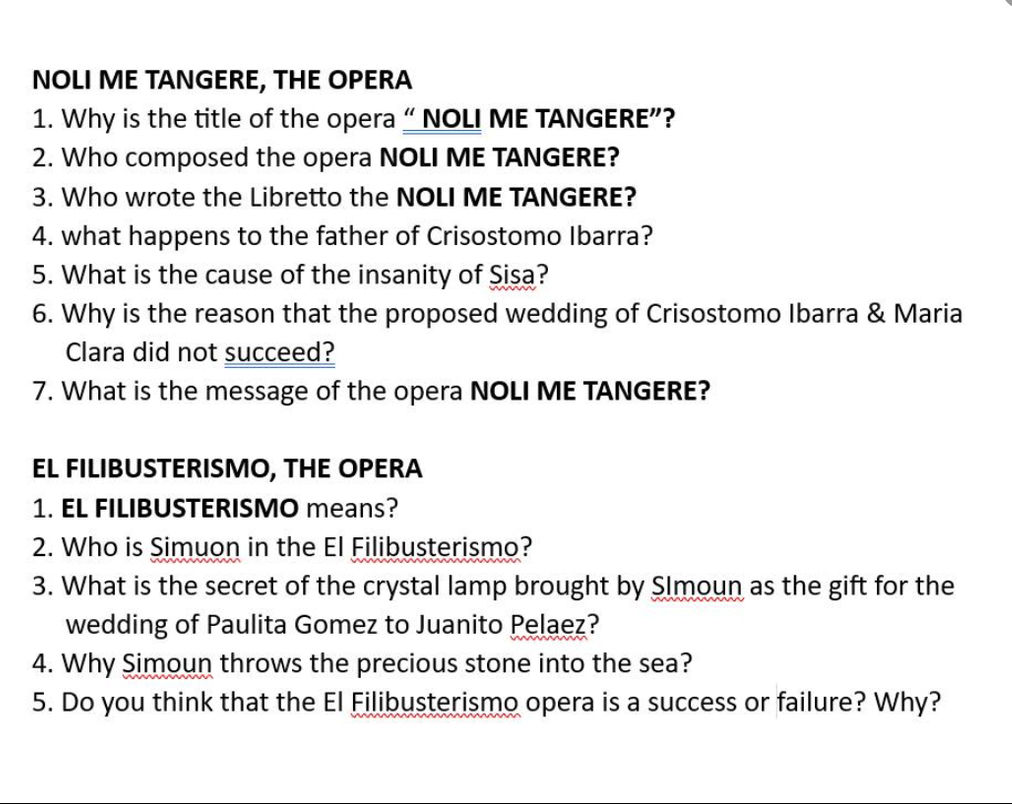 NOLI ME TANGERE, THE OPERA 1. Why is the | StudyX