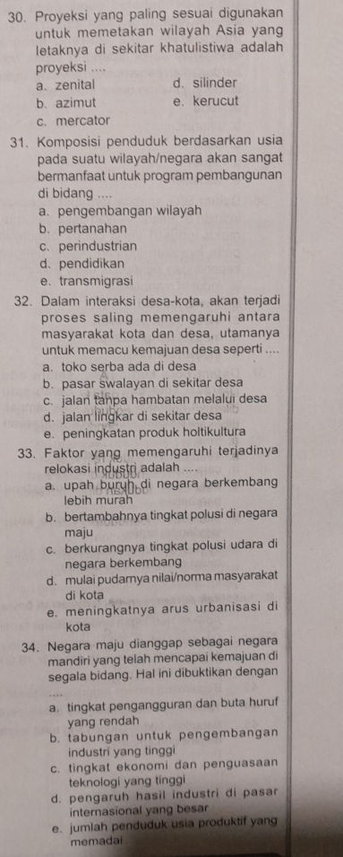 30. Proyeksi yang paling sesuai digunakan | StudyX