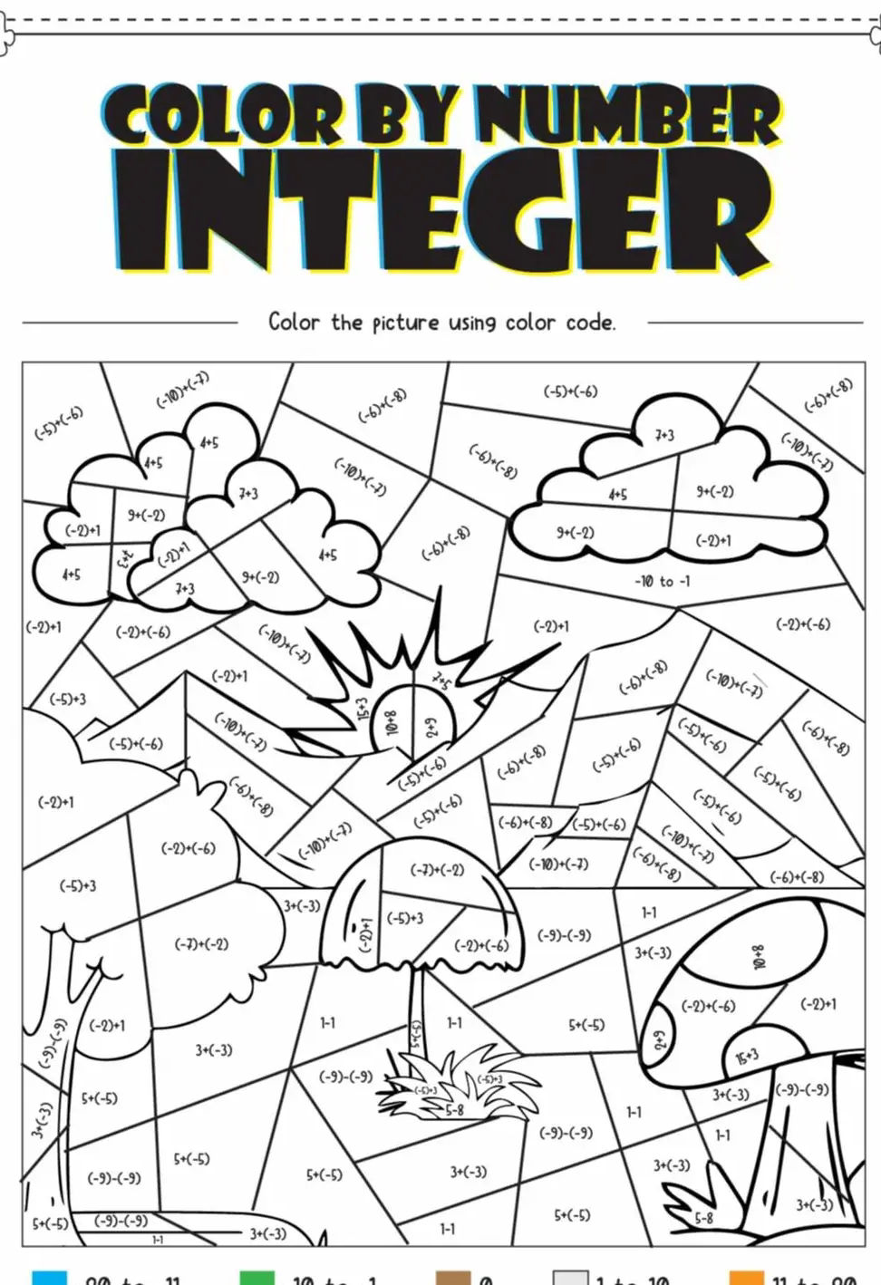 COLOR BY NUMBER INTEGER Color the picture | StudyX