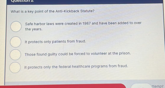 What is a key point of the Anti-Kickback | StudyX
