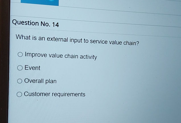 Question No 14 What is an external input to