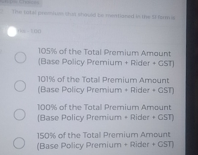 The total premium that should be mentioned | StudyX