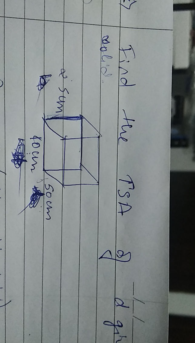 Find the TSA of a solid. Dimensions are: | StudyX