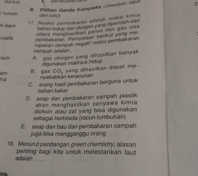 17 Reaksi pembakaran adalah reaksi kimia | StudyX
