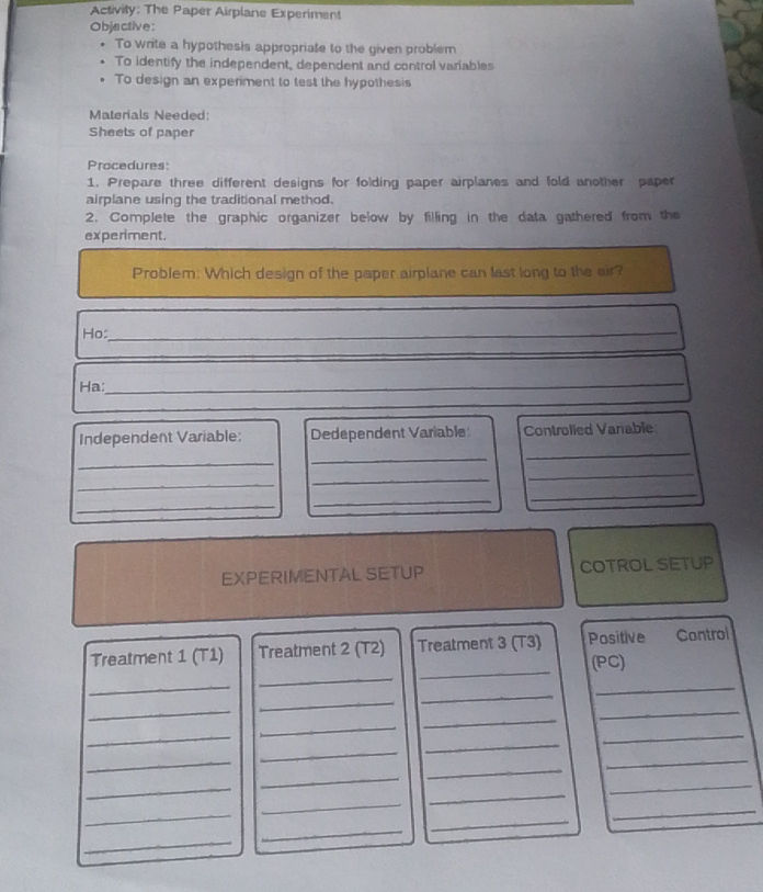 Problem Which design of the paper airplane | StudyX