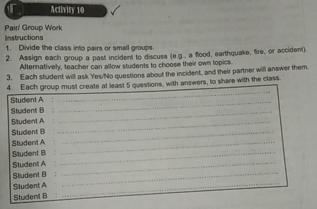 Activity 10 Pair/ Group Work Instructions 1 | StudyX