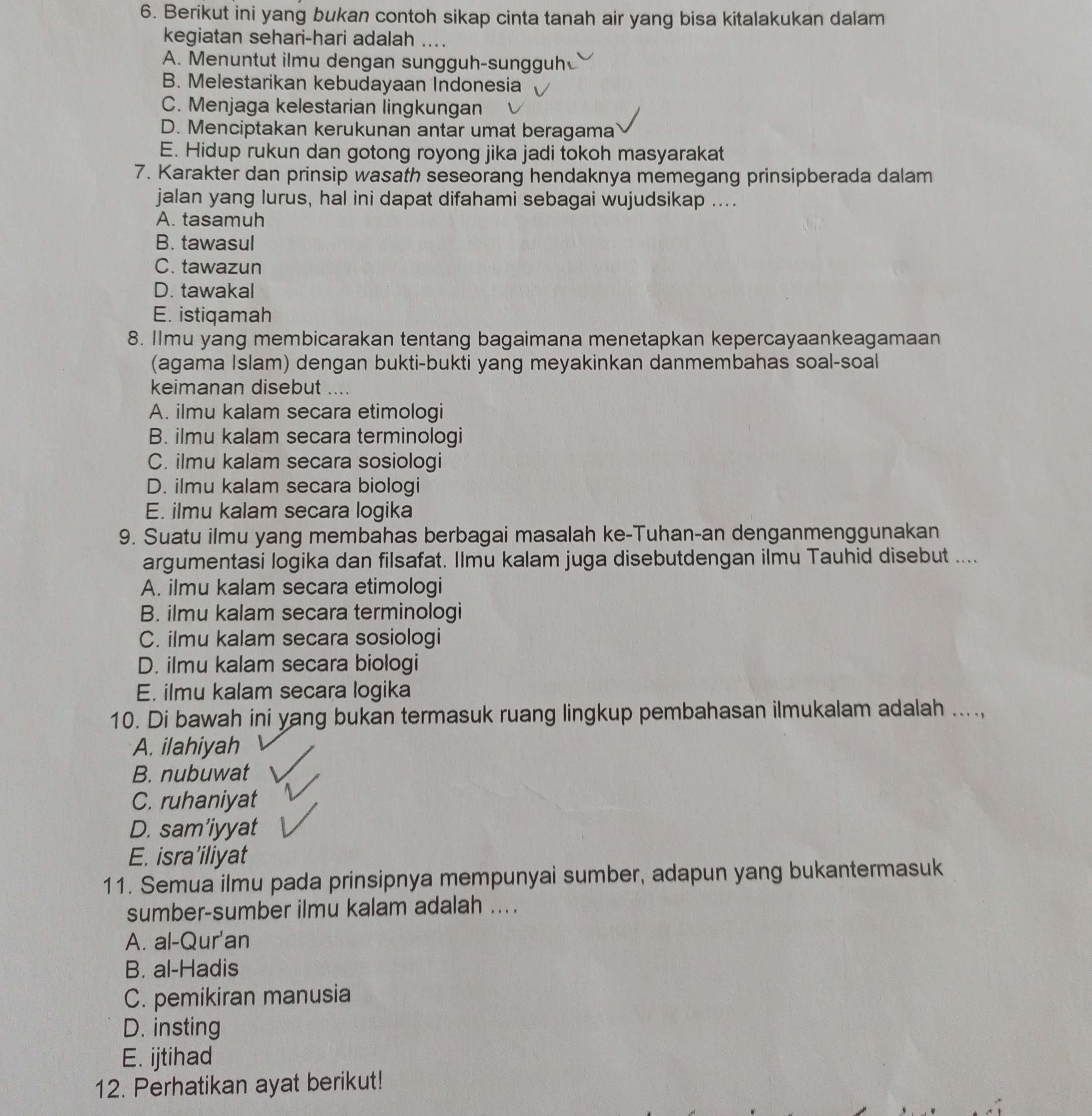 6 Berikut ini yang bukan contoh sikap cinta | StudyX