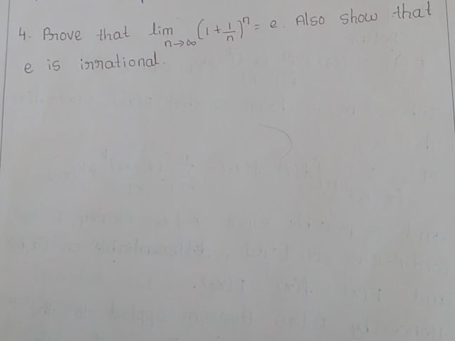 4. Prove that $_{n } (1 + {1}{n})^n = | StudyX