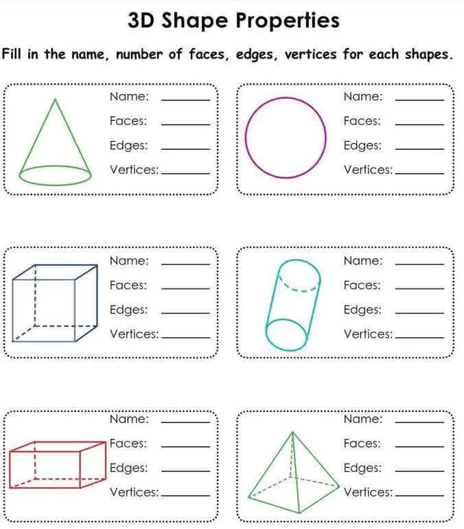3D Shape Properties Fill in the name number | StudyX