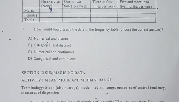 How would you classify the data in the | StudyX