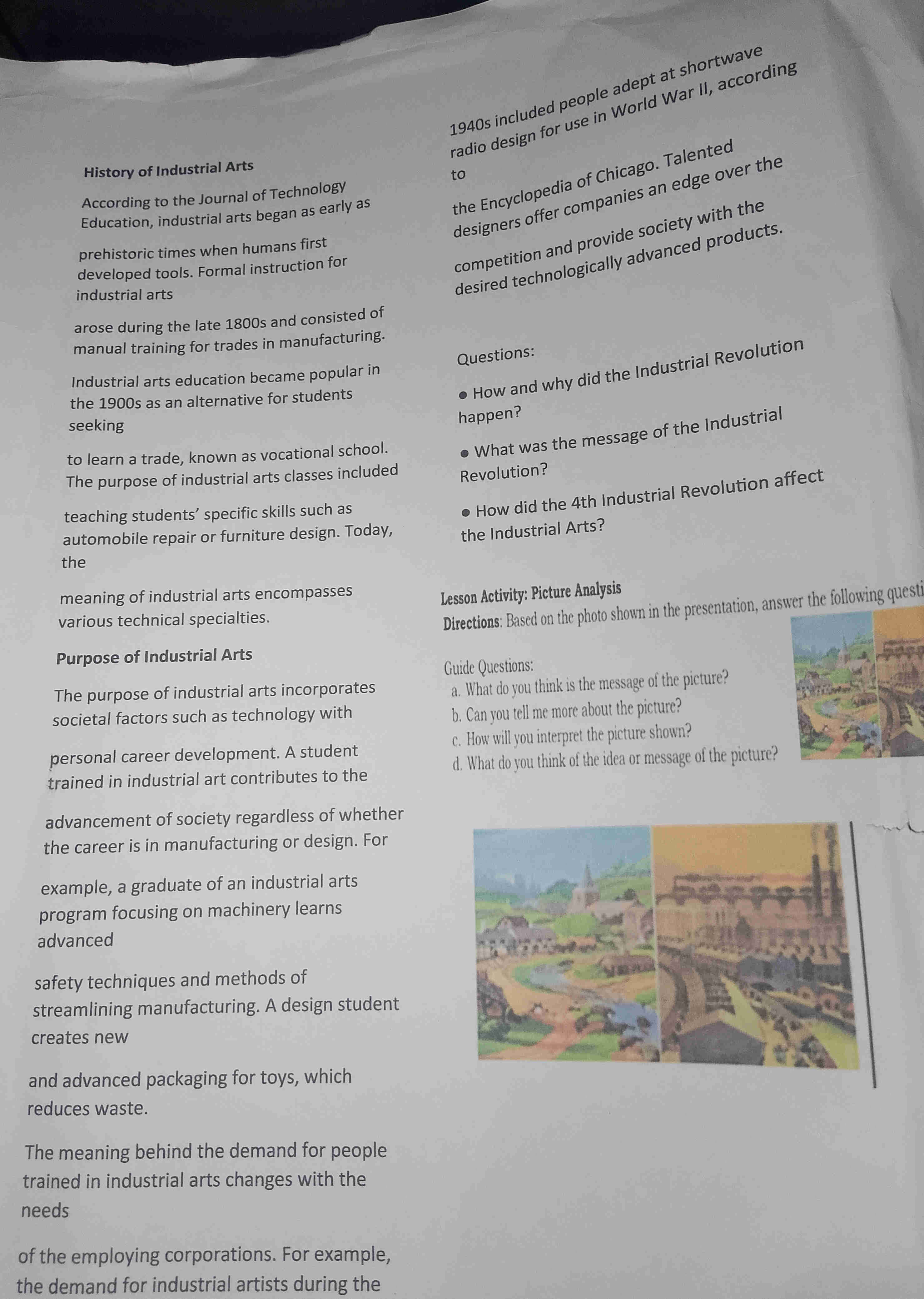 Questions: • How and why did the Industrial | StudyX