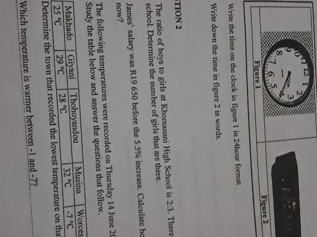 Write the time on the clock in figure 1 in | StudyX