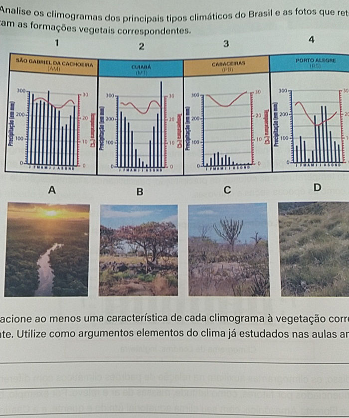Analise os climogramas dos principais tipos