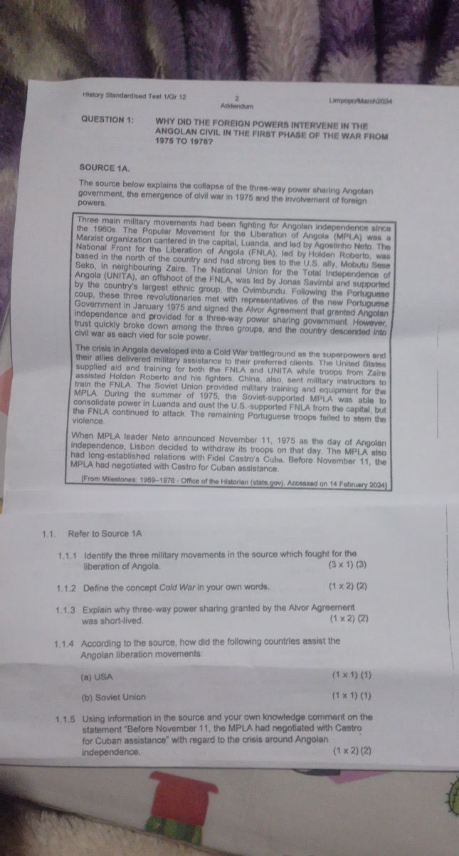 11 Refer to Source 1A 111 Identify the three | StudyX