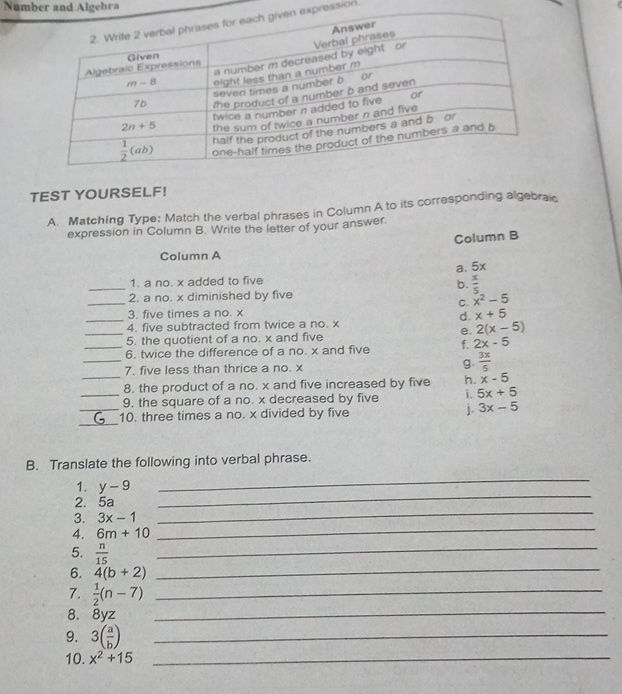 A. Matching Type: Match the verbal phrases | StudyX