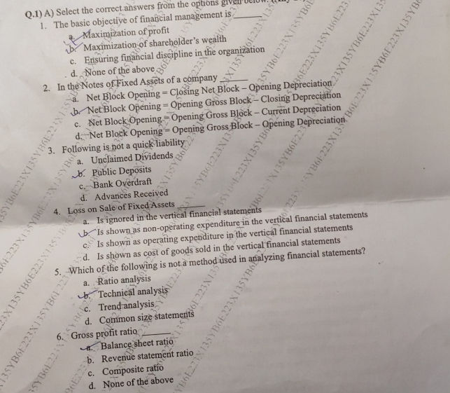 Q.1) A) Select the correct answers from the | StudyX