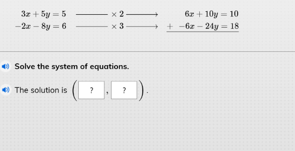 3x + 5y = 5 2 -2x - 8y = 6 3 6x + 10y = 10