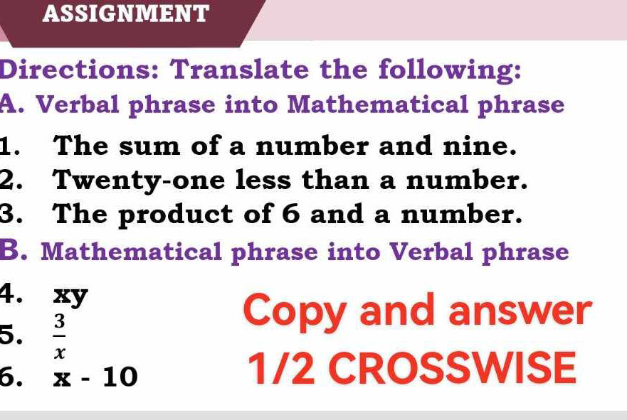 Directions: Translate the following: A. | StudyX