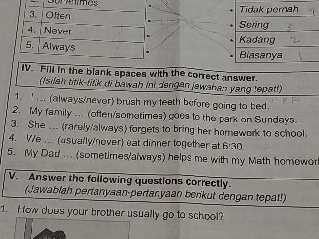 IV Fill in the blank spaces with the correct | StudyX