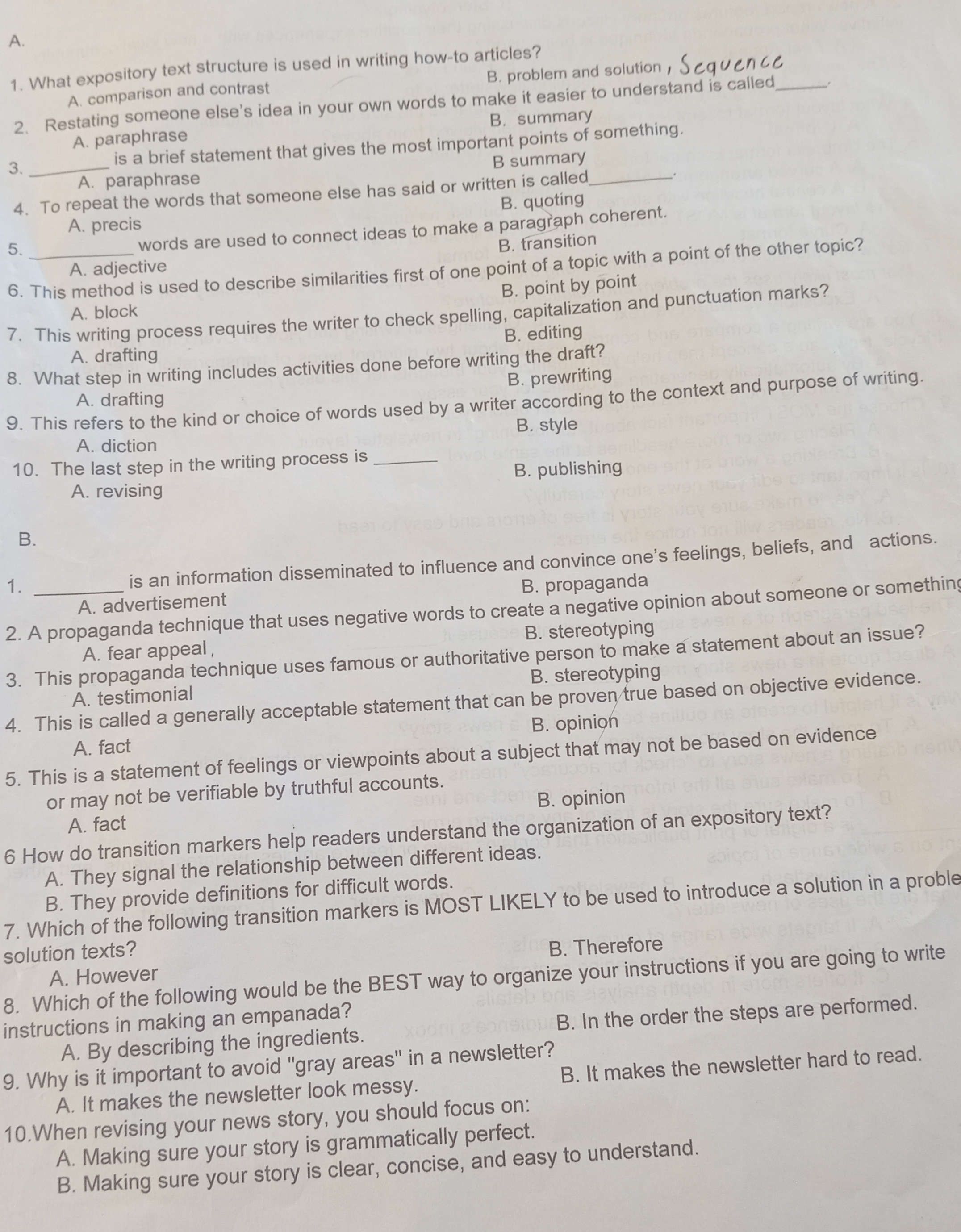 A 1 What expository text structure is used | StudyX