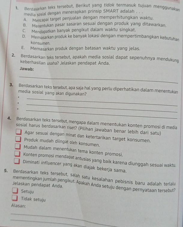 1. Berdasarkan teks tersebut, Berikut yang | StudyX