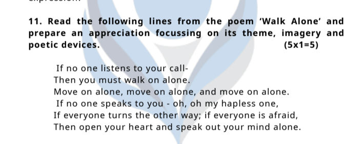 11 Read the following lines from the poem | StudyX