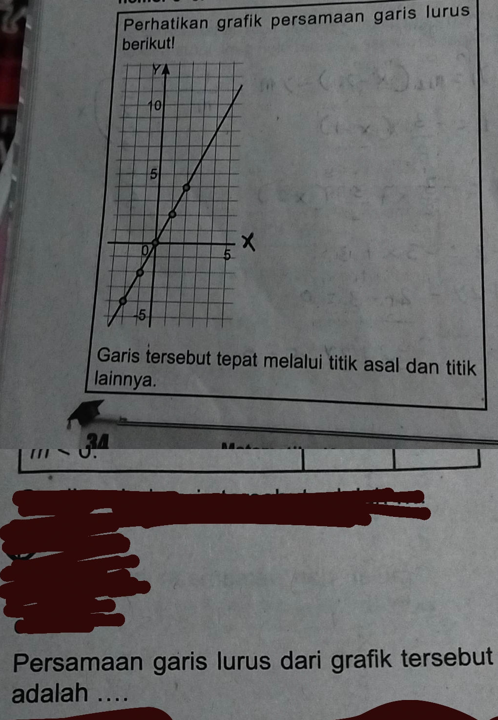 Perhatikan grafik persamaan garis lurus | StudyX