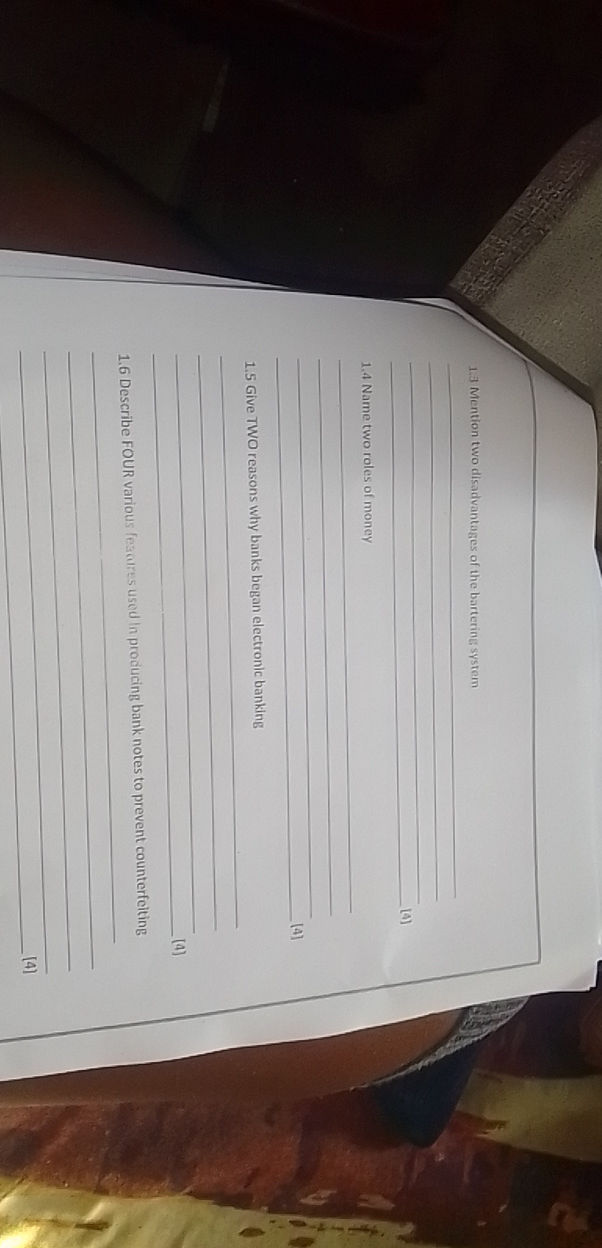 1.3 Mention two disadvantages of the | StudyX