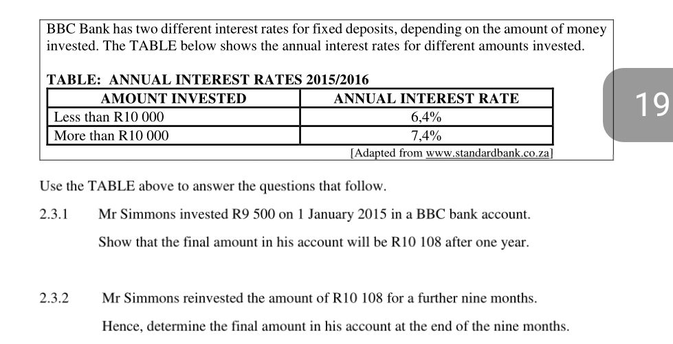 BBC Bank has two different interest rates | StudyX