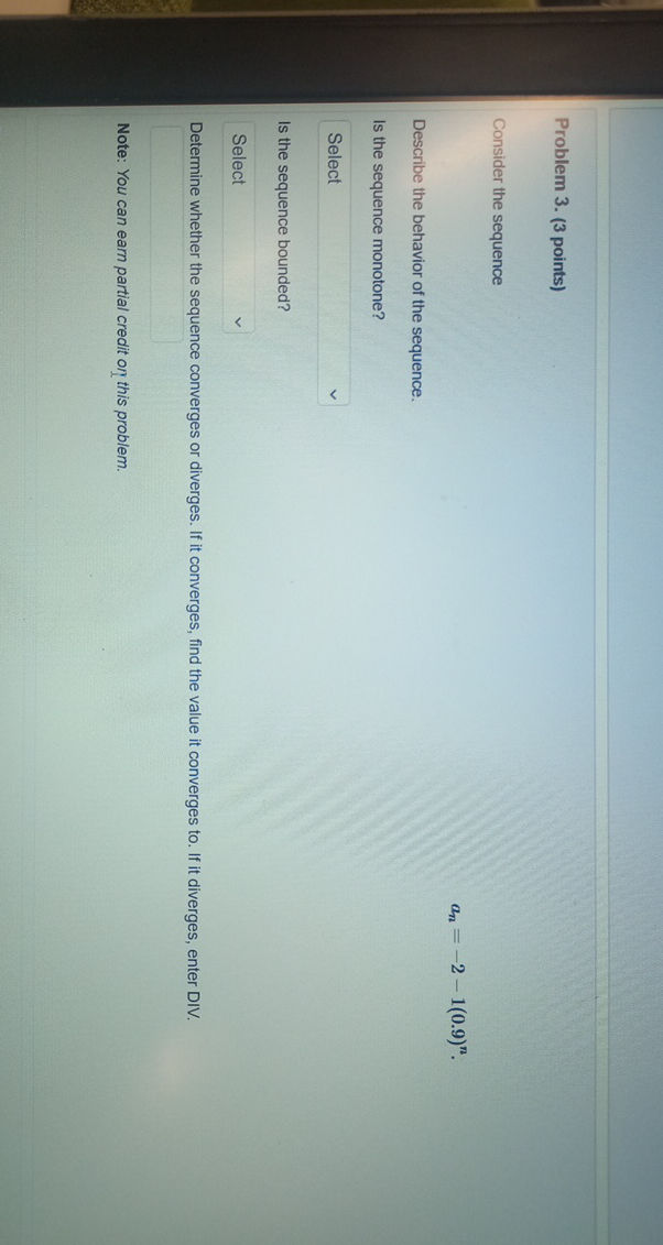 Problem 3. (3 points) Consider the sequence | StudyX