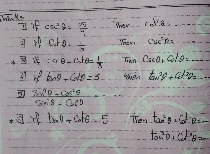 1. If $csc^2 = {25}{9}$, Then $cot^2 = | StudyX