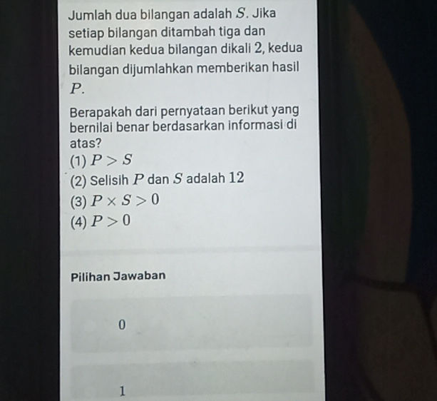 Jumlah dua bilangan adalah S. Jika setiap | StudyX