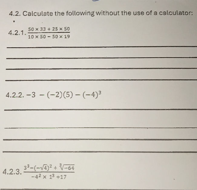 4.2. Calculate the following without the use | StudyX