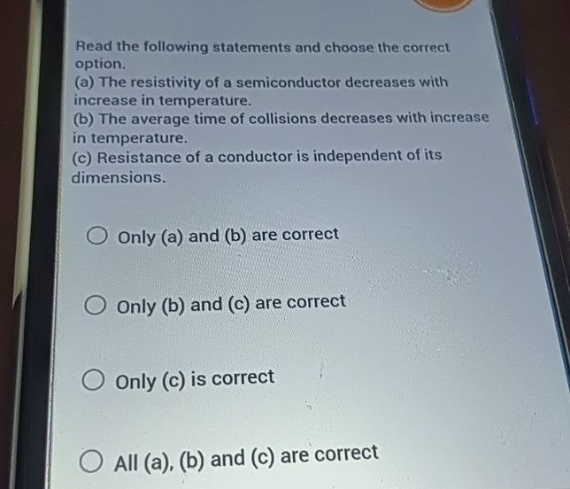 Read the following statements and choose the | StudyX