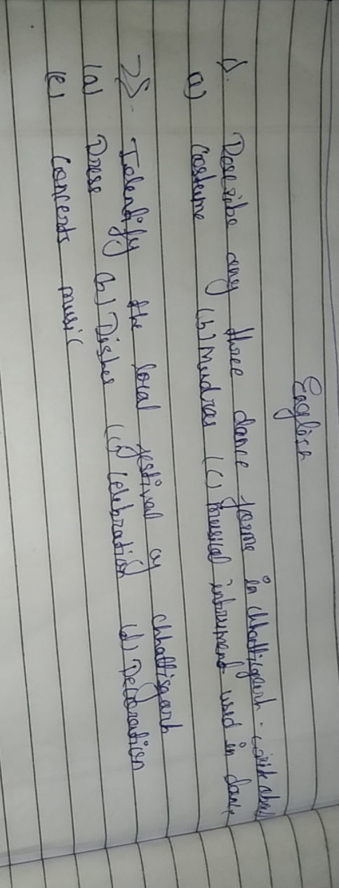 a) Rewrite any three dance forms of | StudyX