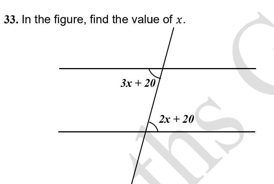 In the figure, find the value of $x$. Given | StudyX